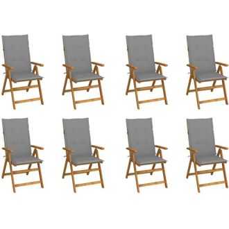 vidaXL Vidaxl - Klappbare Gartenst&uuml;hle mit Kissen 8 Stk. Massivholz Akazie