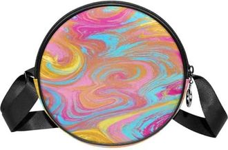 Generic Petit sac &agrave; bandouli&egrave;re rond pour femme, sac &agrave; bandouli&egrave;re avec fermeture &eacute;clair, bretelles r&eacute;glables, style d&eacute;contract&eacute;, pour femmes et filles