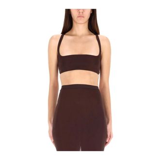 Rick Owens Lilies Knit Halter Neck Crop Top - Femme - Tops - Brun - Taille: 40 FR