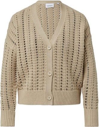 Comma Cardigan Strickjacke Cardigan aus Baumwollmix mit Lochmuster