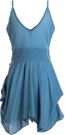 vishes Zipfelkleid Damen Kleid Tr&auml;ger V-Ausschnitt Smok Gewebte Baumwolle Alternative Mode, Boho, Hippie, Ethno, Festival