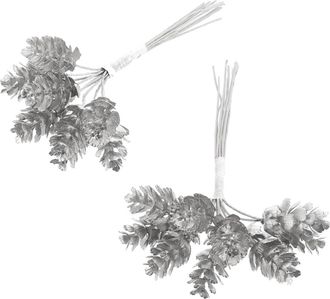 DOITOOL 4 Stck. Teiliges Künstliche und Zweige Silberfarben Langlebige DIY Weihnachtsdeko für Kränze Baum und Festdekoration Naturgetreu Leicht und Vielseitig