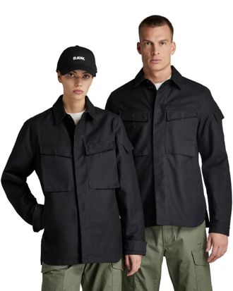 G-Star RAW Herren Overshirts, Reguläre Passform, Baumwolle, Schwarz (Caviar D21982-d190-d301), L