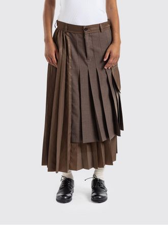 sacai Jupe midi asym&eacute;trique en laine m&eacute;lang&eacute;e avec plis et poches cargo