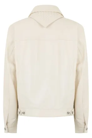 Bottega Veneta Womens Leather Jacket Cream Lambskin