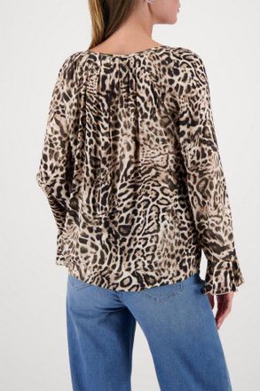 Monari Langarmbluse Bluse Leodruck allover Regular fit mit Leo-Print