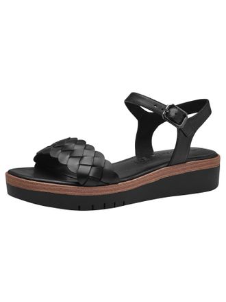 Tamaris Damen Plateau Sandalen Leder Sommer; BLACK/schwarz; 37 EU