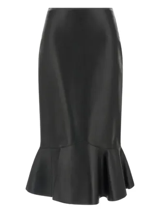 Fendi jupe mi-longue &agrave; ourlet p&eacute;plum - Noir