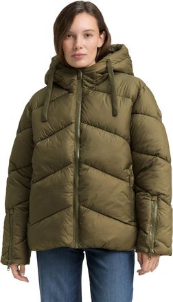 Tom Tailor Damen 1048484 Puffer-Jacke mit Kapuze, 11848-Jungle Soil Green, 3XL