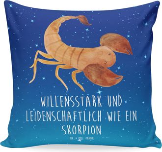 Mr. & Mrs. Panda Zierkissen Sternzeichen Skorpion - Geschenk, Horoskop, Dekokissen Sofa, Kissenh&uuml;lle 40x40, Sofakissen, Geschenk Oktober, Dekokissen
