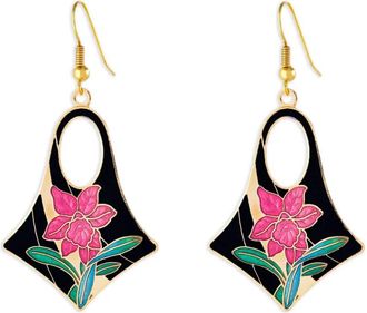 Susan Caplan Vintage 1980s geometrische Cloisonné Ohrringe - Schwarz