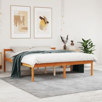 vidaXL Seniorenbett Wachsbraun 150x200 cm Massivholz Kiefer Vidaxl