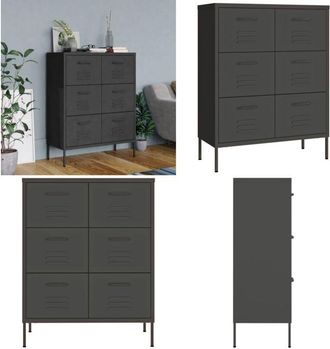 vidaXL Schubladenschrank Anthrazit 80x35x101,5 cm Stahl - Schubladenschrank - Lagerschrank - Metallschrank - Stahlt&uuml;renschrank - Aufbewahrungsraum - Home &
