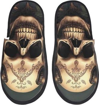Generic Cr&acirc;ne &Agrave; Cornes Style M&eacute;tal Homme Femme Slippers Peluche Chaussons Confortable Chaussures De Maison Pour Maison Hiver Ext&eacute;rieur L