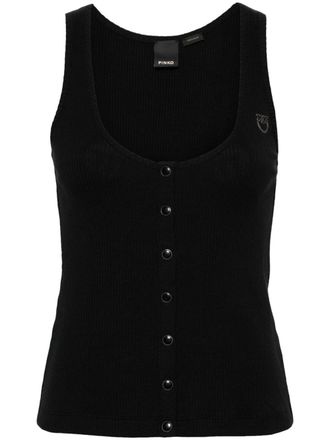 Pinko Damen Dogville Tanktop aus leichtem Rippstrick Tr&auml;gershirt/Cami Shirt, Z99_Schwarz Limousine, Small