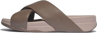 FitFlop Herren Surfer Mens Tumbled-leather Cross Slides Schiebe-Sandalen, Braun, 43 EU Weit