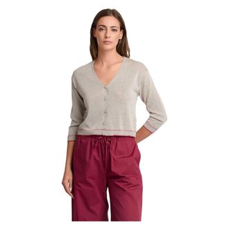 Kocca Femme, Pulls, Beige, Taille: 38 FR Gilet Court Boutonn&eacute;