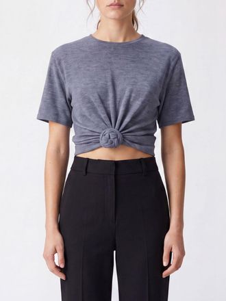 Magda Butrym T-shirt en laine avec fleur appliqu&eacute;e et ourlet &agrave; nouer