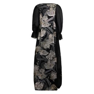 Alberta Ferretti Langes Kleid mit Puff&auml;rmeln und Stickerei - - Dresses - Damen - Schwarzk - S
