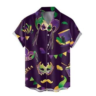 Generic Costume de carnaval pour homme - Chemise &agrave; manches courtes - Coupe droite - Chemise d&eacute;contract&eacute;e avec boutonni&egrave;re - Confortable et respirante - Chemis