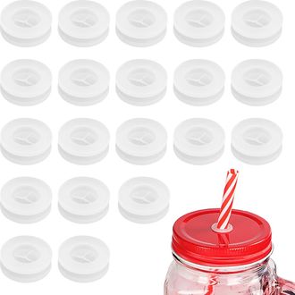 BESTONZON 20 St&uuml;ck Silikonstopfen F&uuml;r Einmachgl&auml;se Gummistopfen, Silikon Strohhalm Loch&ouml;sen F&uuml;r Einmachglas, Silikon-Trinkhalm-Stopfen, Gummi-Einmachglas-&ouml;sen R