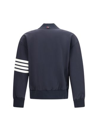 Thom Browne Mens Zipped Bomber Jacket Navy Viscose; Elastane; Polyamide
