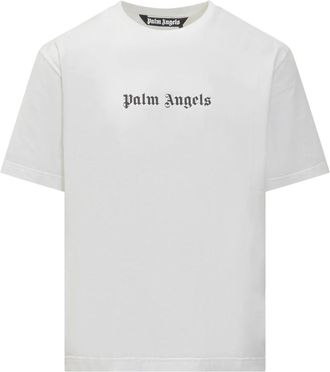 Palm Angels Homme, Tops, Blanc, Taille: S Classic Logo Cotton T-Shirt