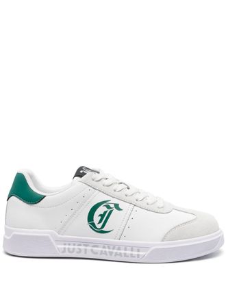 Just Cavalli baskets en cuir à logo imprimé - Blanc