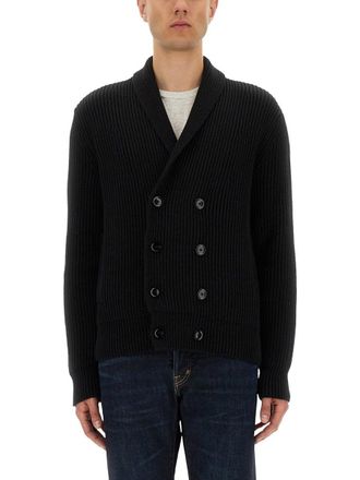 Tom Ford Wool-Silk Blend Double-Breasted Cardigan - Black