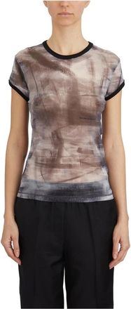 Helmut Lang Femme, Tops, Noir, Taille: 38 FR Sheer Abstract Print T-Shirt