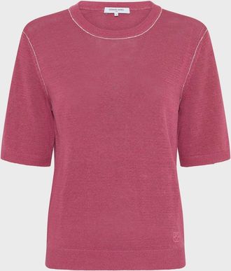 Gerard Darel Pull &agrave; col rond en lin m&eacute;lang&eacute; - LOUMIA - Bois de rose