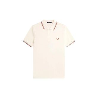 Fred Perry Beige/Blau Twin Tipped Polo Shirt - - Tops - Herren - Beige - S