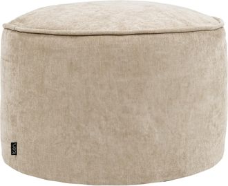 Icon Brand Milano Hocker, Beige, Flauschiger Chenille Stoff, Samt Sitzsack, Sitzpuff Hocker mit Füllung, Fußhocker für das Wohnzimmer, Deko Wohnzimmer