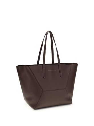 Brunello Cucinelli Womens Leather Tote Bag Burgundy Calf Bos Taurus Shoulder