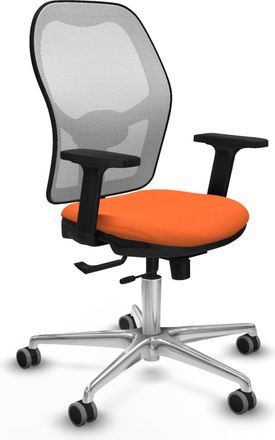 Piqueras y Crespo B&uuml;rostuhl mit verstellbaren Armlehnen, h&ouml;henverstellbare Lendenwirbelst&uuml;tze, ausgestattet mit Syncro/Translack und eingespritztem Schaumstoff, Wei&szlig;/Or