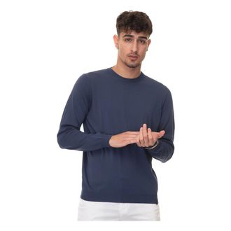 Fay Ultraleichter Baumwollpullover mit Logo - - Sweatshirts & Hoodies - Herren - Blau - L
