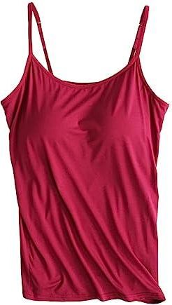 Generic Top avec Soutien Gorge Intégré, Femme débardeur avec Soutien Gorge Bretelles Fines Rembourré Camisole Tanks Camisole Intégré Soutien-Gorge RéGlables S
