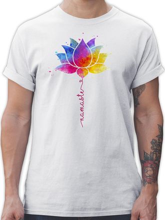 Shirtracer T-Shirt Herren - Namaste Lotusbl&uuml;te I Meditation I Yoga I Mandala Spirit - M - Wei&szlig; - Apparel Joga Lotus Shirt Geschenke Wellness Tshirt Fans lotosbl&uuml;
