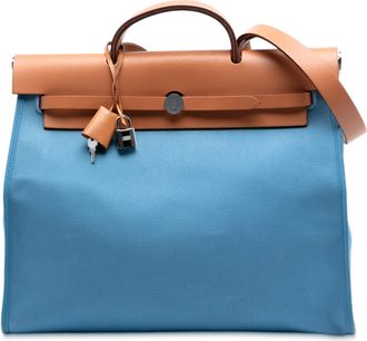 Herm&egrave;s Blue Toile Herbag Zip 39