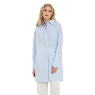 Twinset Chemise &agrave; motif - Femme - Blouses et Chemises - Bleu - Taille: 38 FR