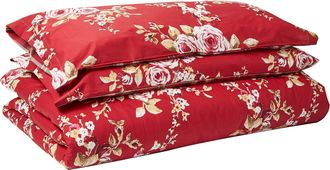 Catherine Lansfield Canterbury Check Bettw&auml;sche-Set, Baumwolle, rot, 240x260x1 cm