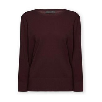 Elena Miro Rundhals-Pullover mit Dreiviertel&auml;rmeln - - Knitwear - Damen - Rot - L