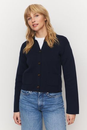 recolution Recolution Damen vegan Strick Overshirt Celosia Dunkelblau