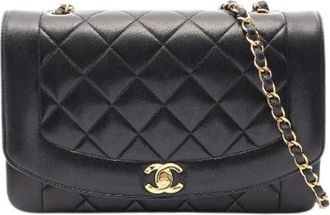 Chanel Pre-owned Sac bandouli&egrave;re Matelass&eacute; Diana en cuir dagneau - Femme - Pre-owned - Noir - Taille: ONE Size