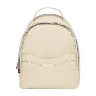 A|X Armani Exchange Damenrucksack aus Kunstleder mit Vordertasche - - Bags - Damen - Beige - ONE SIZE