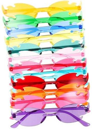 FOMIYES 12 paires Lunettes Soleil Flammes sans Monture L&eacute;g&egrave;res et Durables Unisexes pour Soir&eacute;es Dansantes et F&ecirc;tes Color&eacute;es