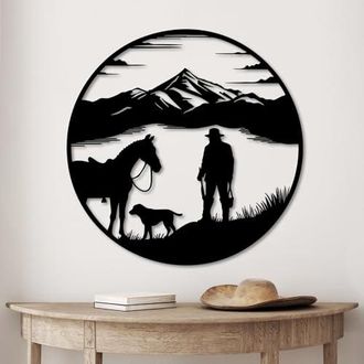 Hanah Home Stylish Black Decorative Metal Wall Accessory, 53 x 53 cm, 100% Metal (1.5 mm Thick) | Perfect for Modern Home Decor & Art Display