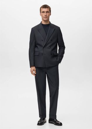 Mango Veste de costume Boston slim fit crois&eacute;e bleu marine - Homme - 44 - MANGO MAN