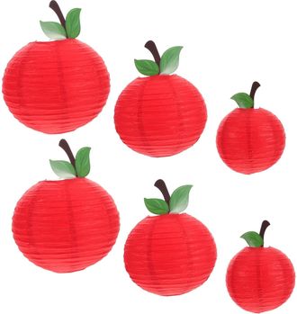 Garneck 6 Stück Rote Apfel Papierlaternen Obstförmige Lampions für Schulanfang Klassenzimmerparty Geburtstagsdekoration Früchte Themen Hängend