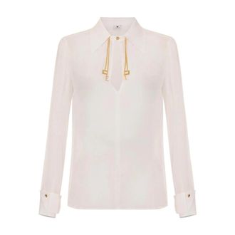 Elisabetta Franchi Bluse aus Georgette mit Schmuckdetail - - Blouses & Shirts - Damen - Beige - S